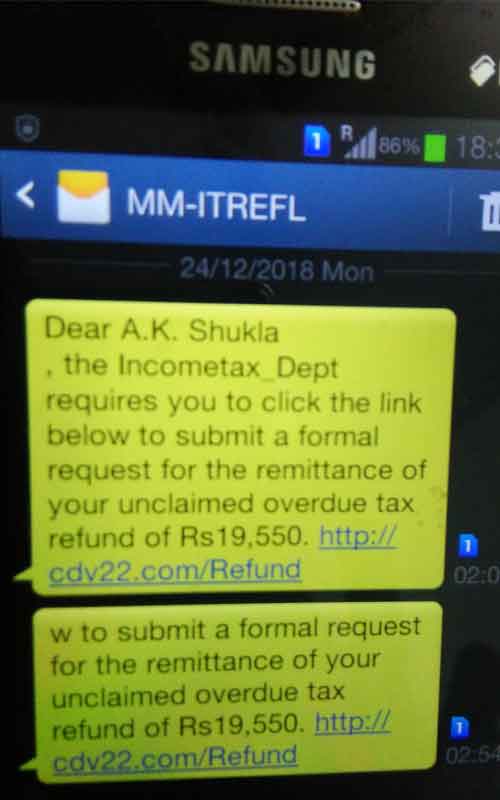 FACT CHECK: FAKE SMS MESSAGE ON INCOME TAX REFUND - Fact Crescendo ...