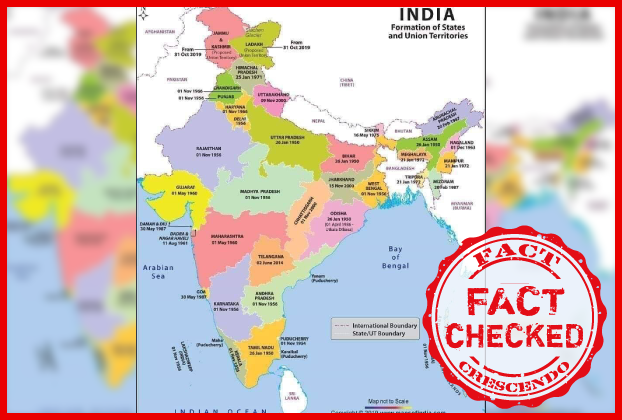 भारत के नक्शे की वायरल तस्वीर जम्मू-कश्मीर और लद्दाख की गलत सीमाओं को ...